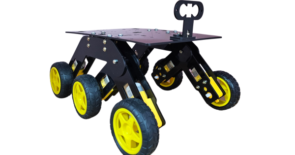 Printed Bots Acrylic 6 Wheel Drive Curious Chassis for DIY Robotics (Black)